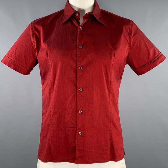 Politix | Shirts | Politix Burgundy Red Cuffed Short Sleeve Shirt ...